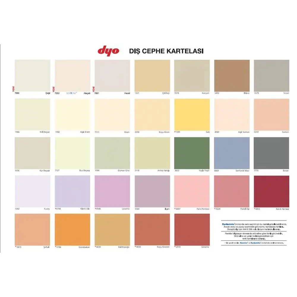 Dyo Dış Cephe Renk Kartelası 2024 (En Güzel Renk Kartelası)